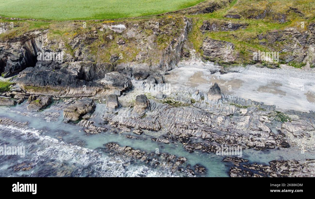 Sheer cliff on the seashore, seascape. The coast of the Atlantic Ocean ...
