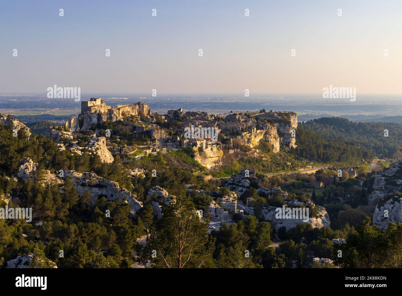 Medieval castle and village, Les Baux-de-Provence, Alpilles mountains ...