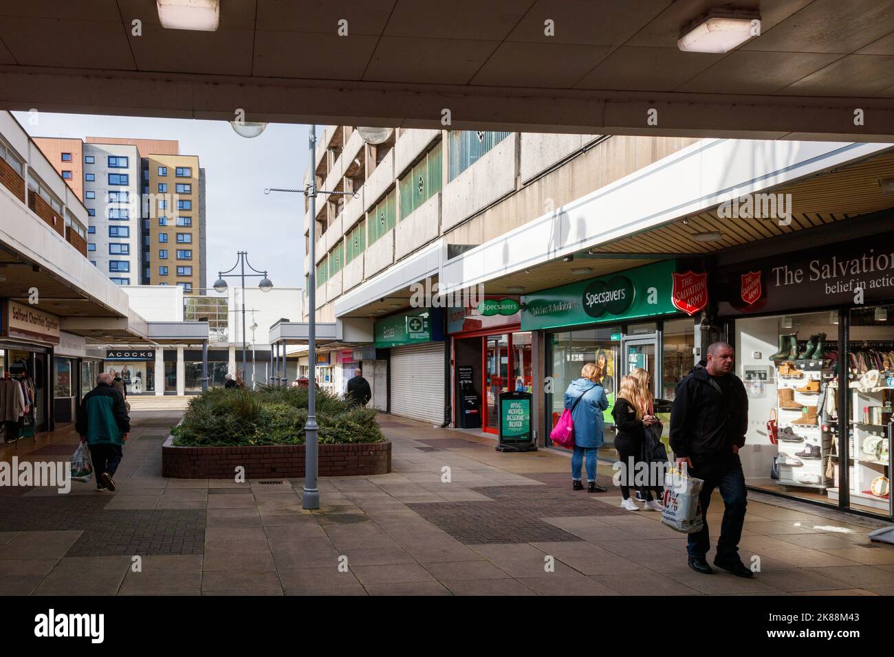 The shopping centre in Eccles a northern town in Greater Manchester ...