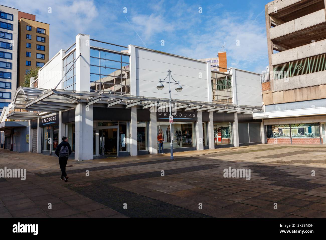 The shopping centre in Eccles a northern town in Greater Manchester ...