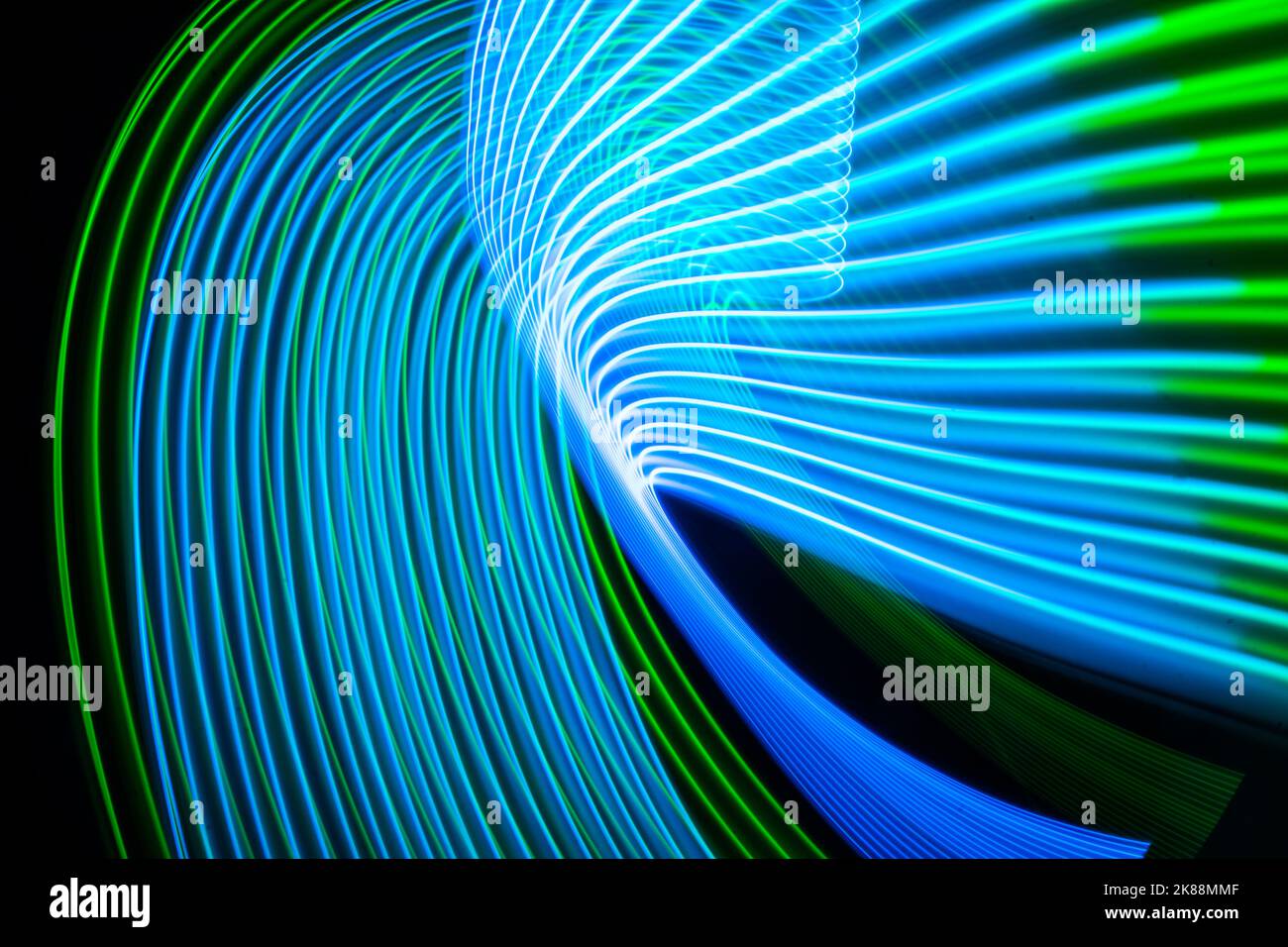 Neon technology stripes. Digital blue and green lines on black ...