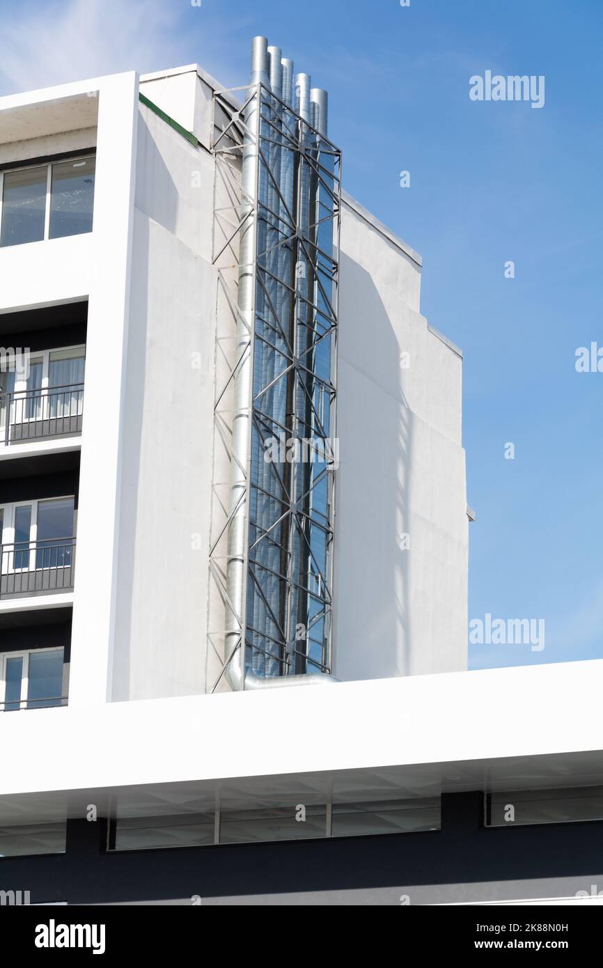 Autonomous heating system. External pipes of autonomous heating system ...