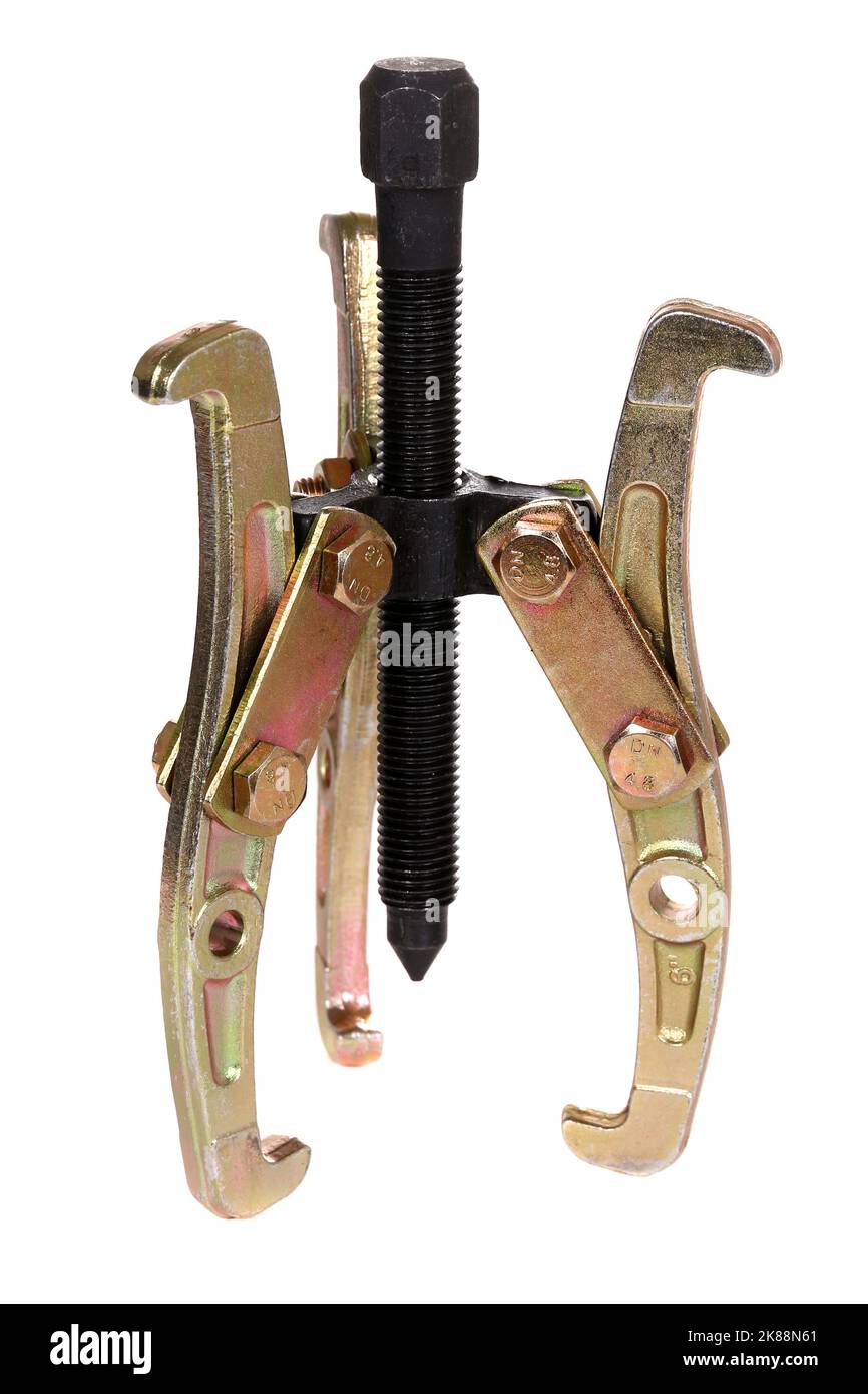 Three jaw inner bearing puller isolated over white background Stock ...