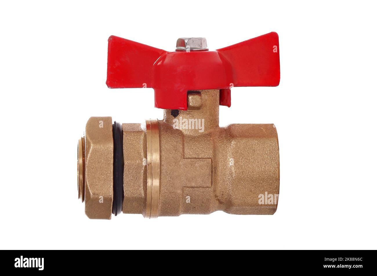 Small water ball valve isolated over white background Stock Photo - Alamy