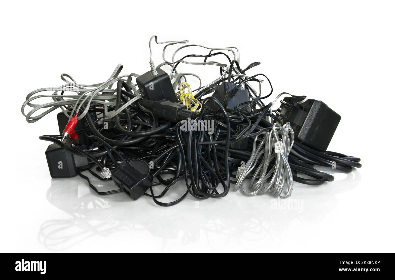 Industrial waste - a heap of useless cables Stock Photo - Alamy