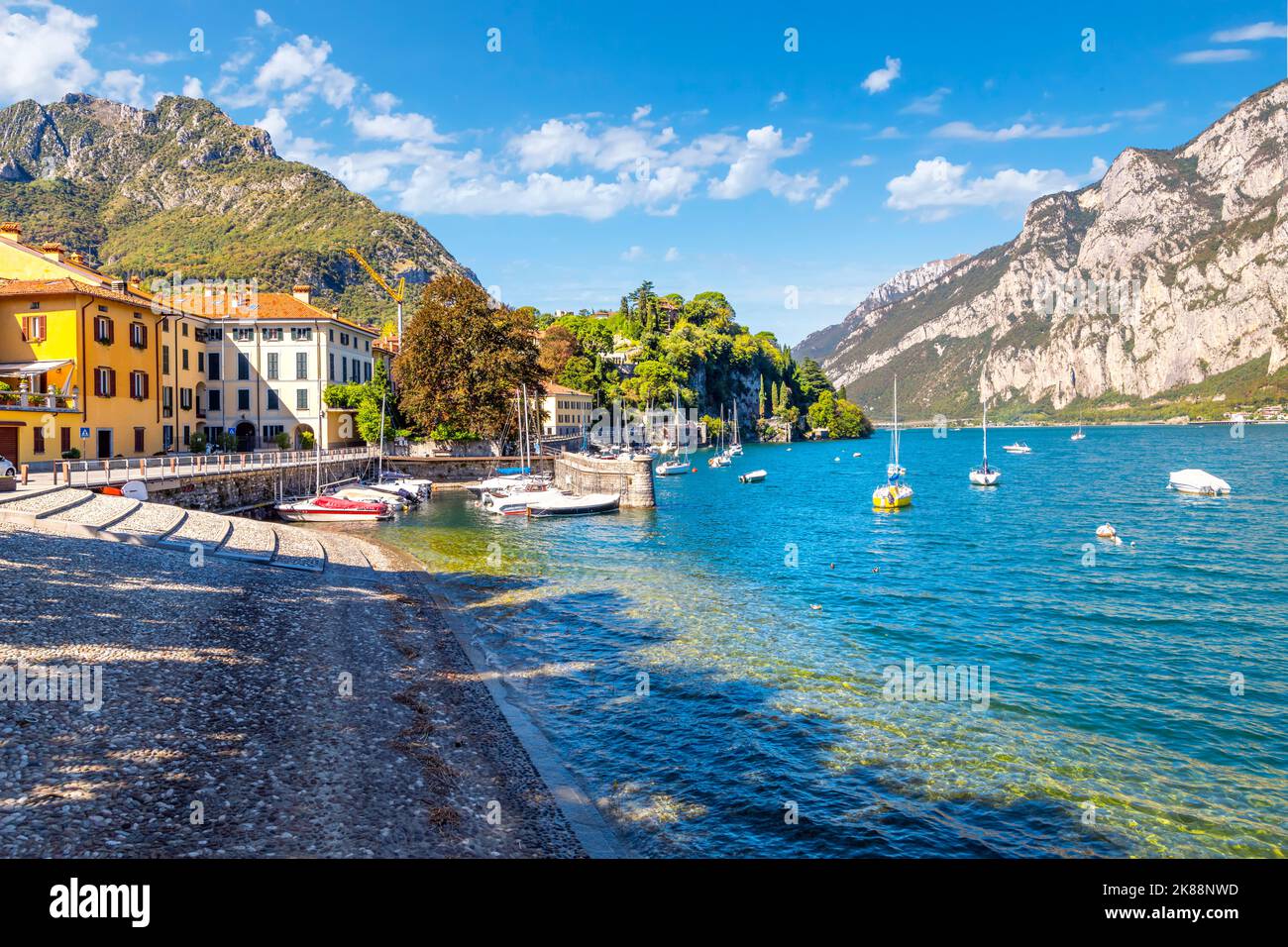 View of La Rocca di Valmadrera, a lush, scenic waterfront area of Lake ...