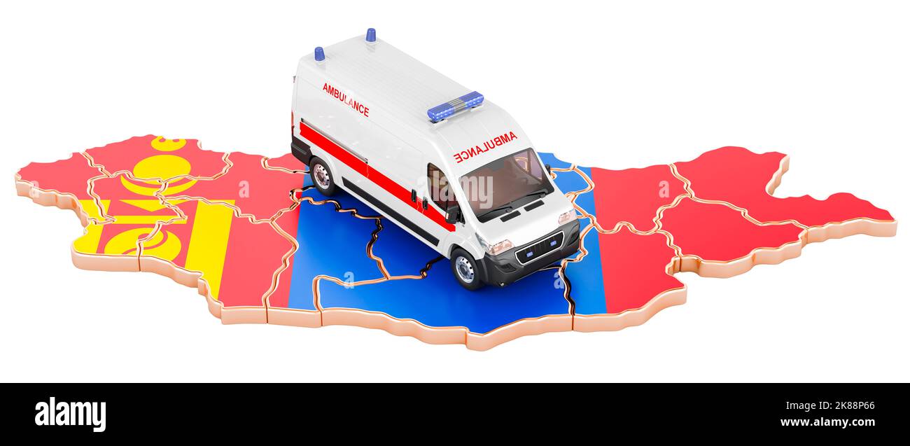 Emergency medical services in Mongolia. Ambulance van on the Mongolian ...