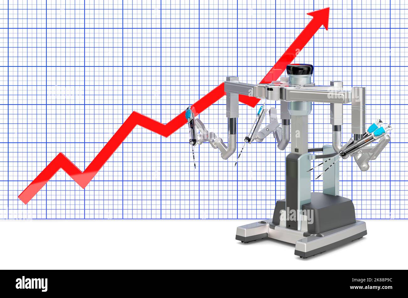 Robotic surgical system with growing chart. 3D rendering isolated on ...