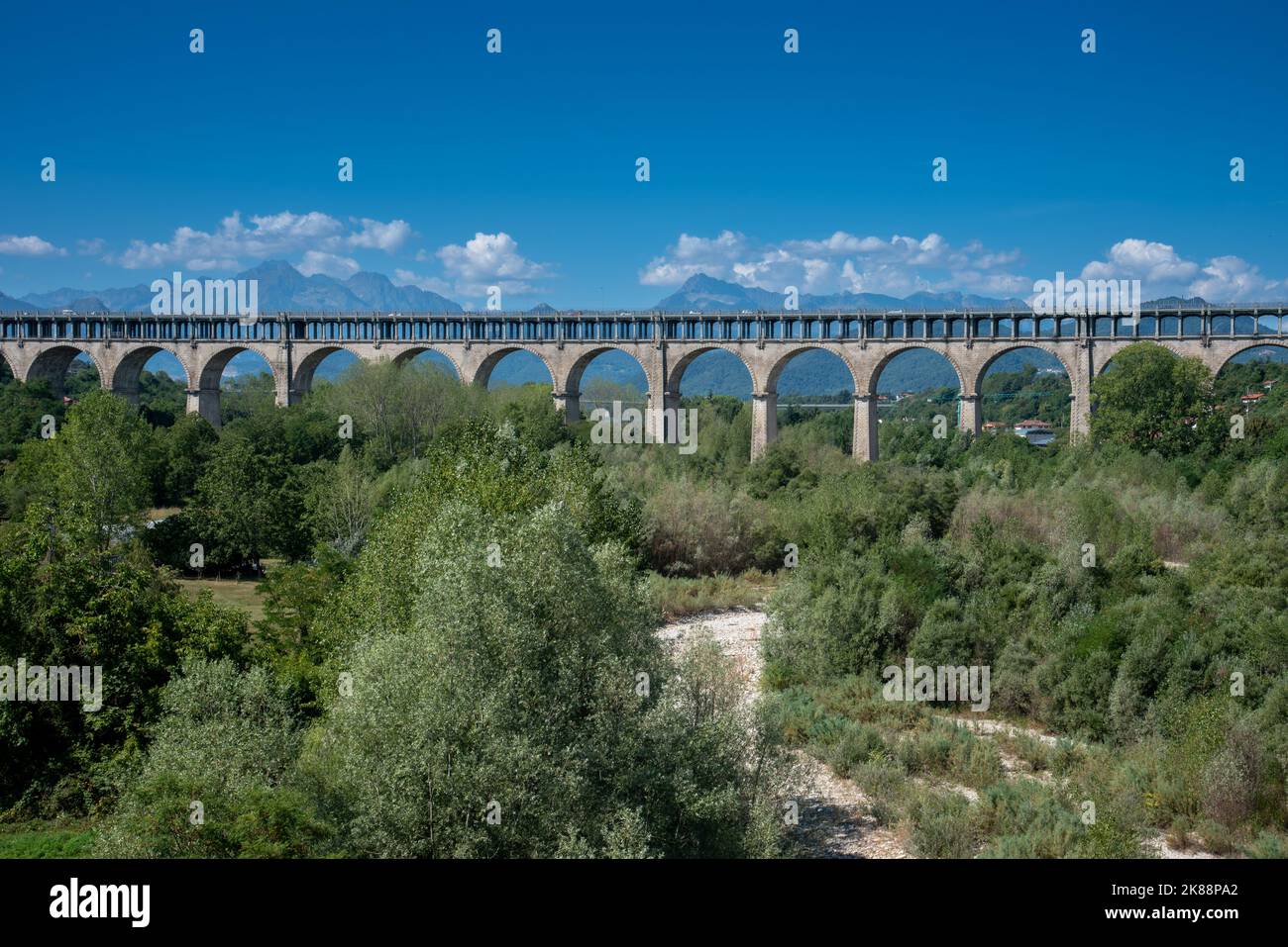 Cuneo, Piedmont, Italy : The Soleri viaduct, it is a promiscuous road ...