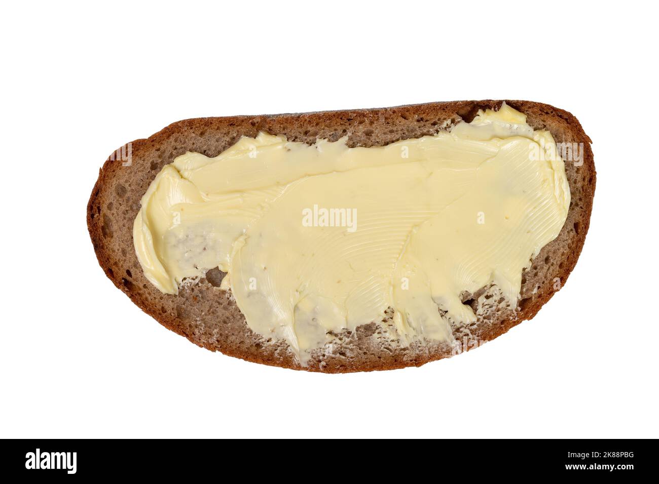 Buttered bread isolated against white background Stock Photo - Alamy