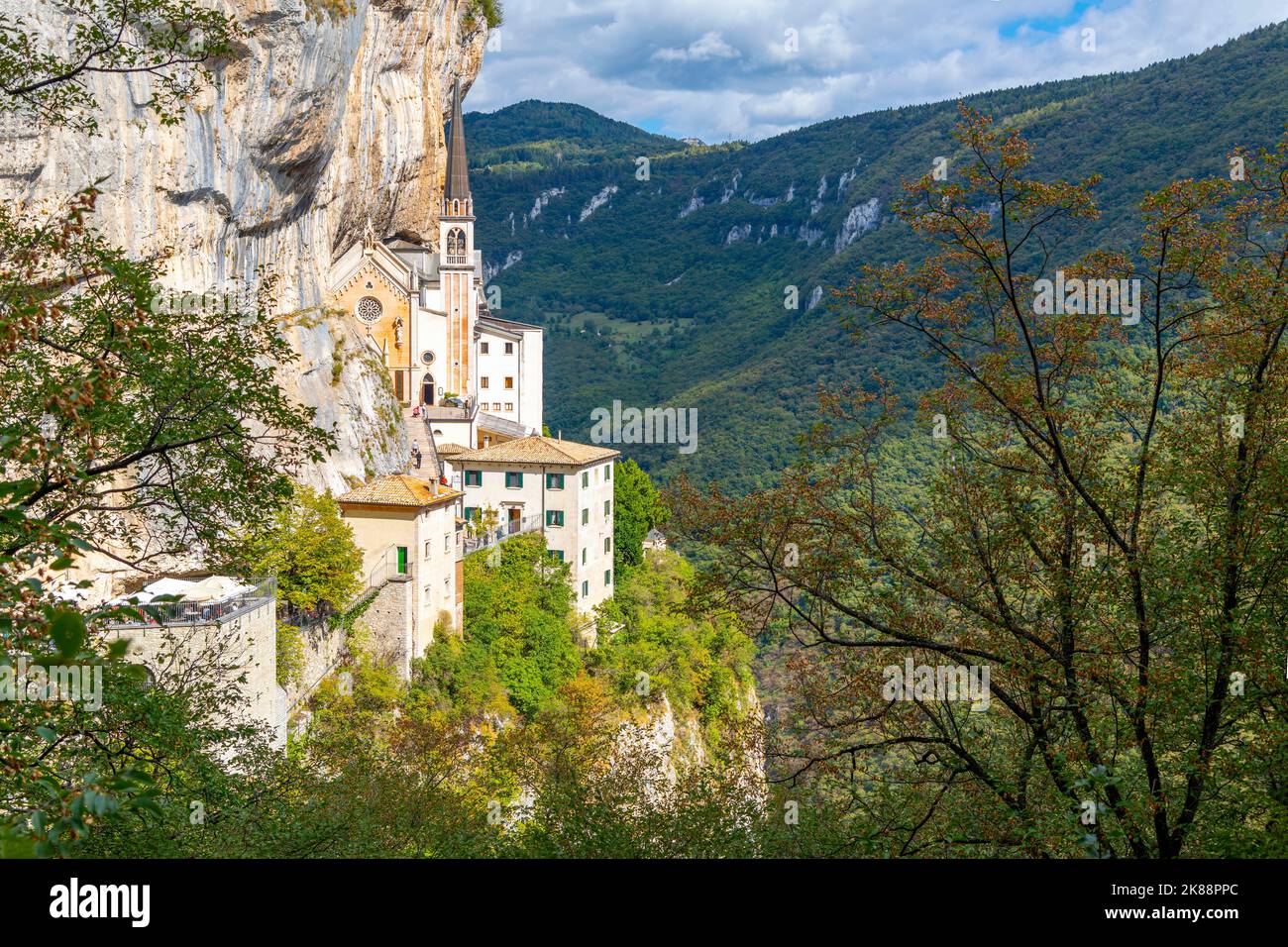 View from the mountain hiking trail of the Santuario de la Madonna ...