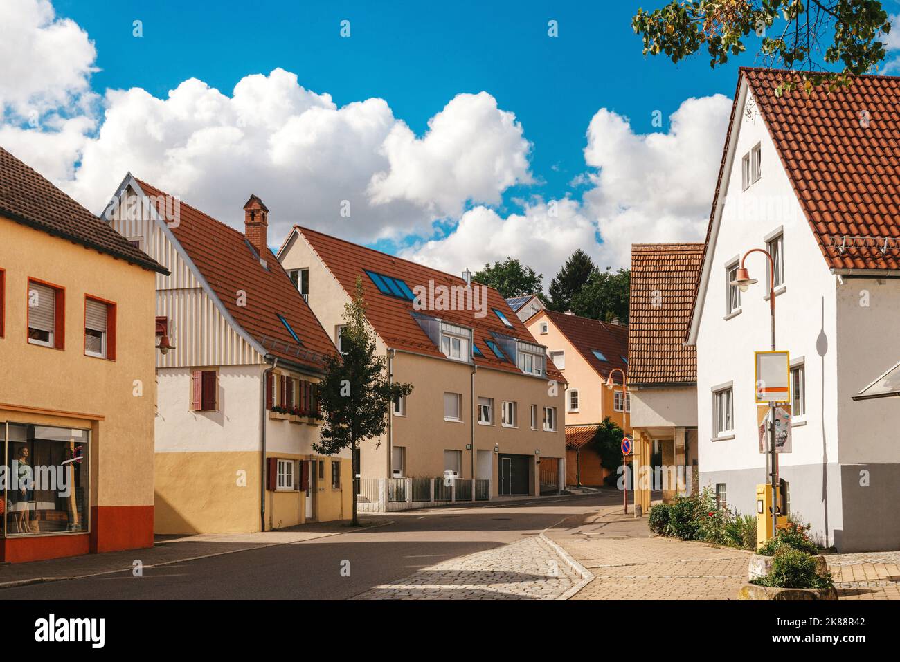 Traditional small house with beautiful outdoor decor facade in Germany ...
