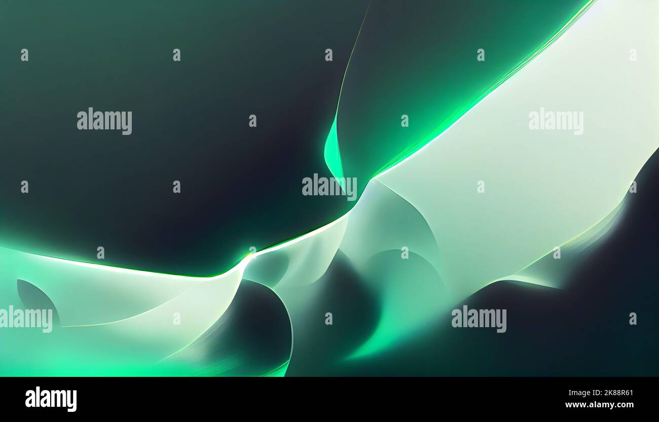 Abstract emerald and white waves background. Subtle gradients, flow ...