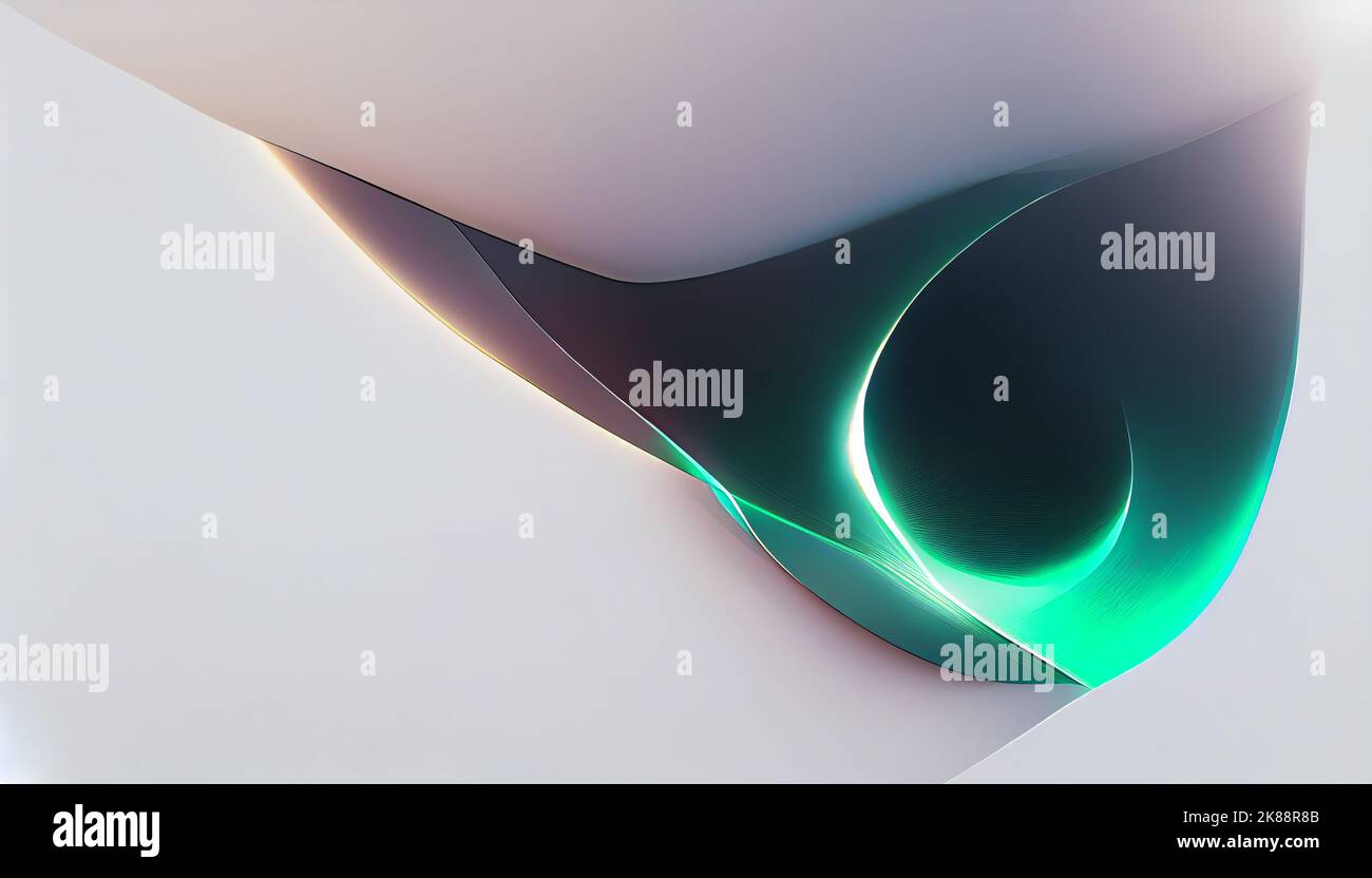 Abstract emerald and white waves background. Subtle gradients, flow liquid lines. Design element ...