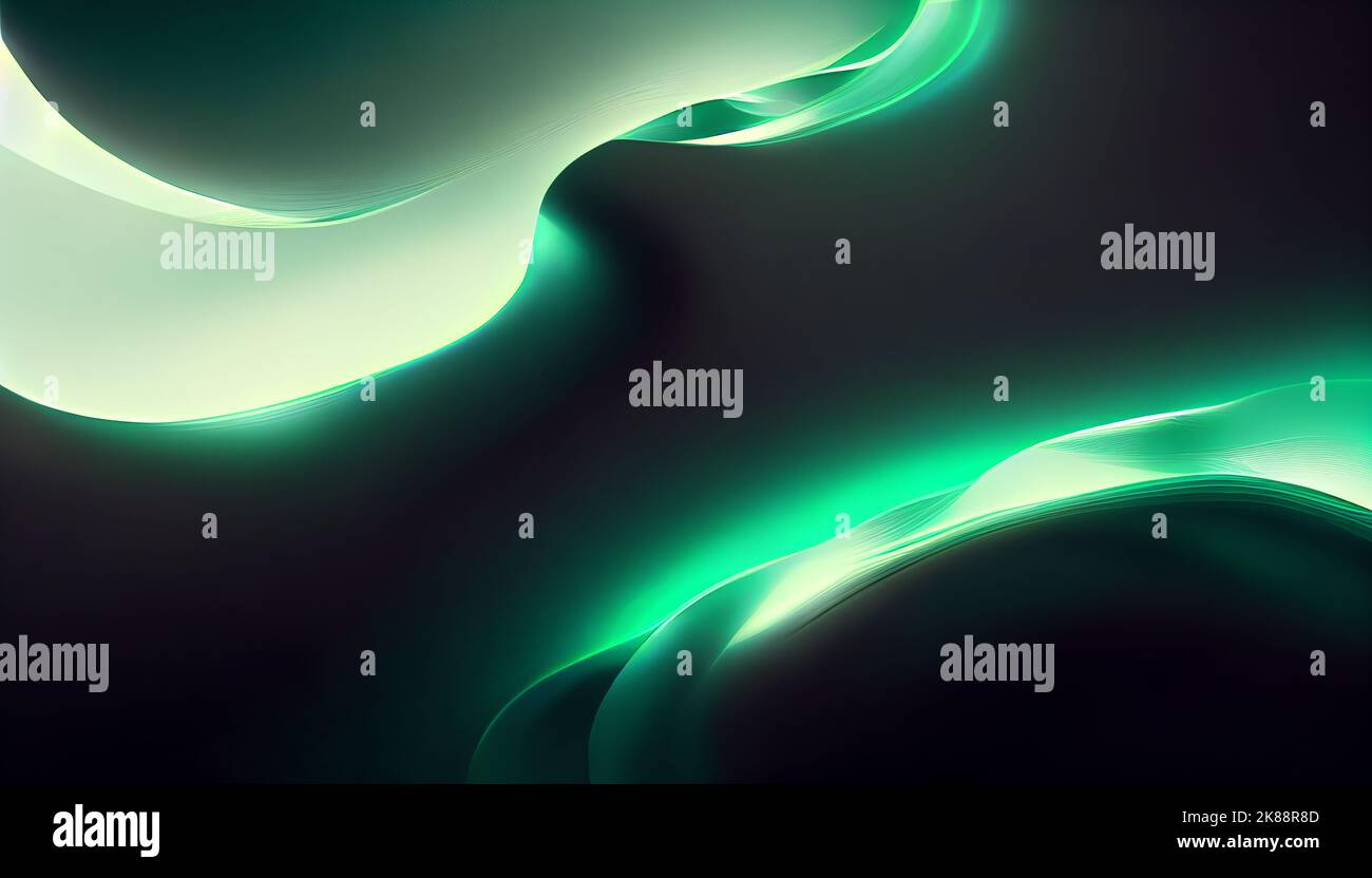 Abstract emerald and white waves background. Subtle gradients, flow liquid lines. Design element ...