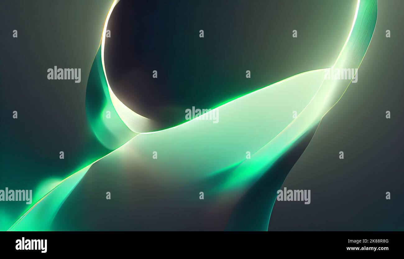 Abstract emerald and white waves background. Subtle gradients, flow ...