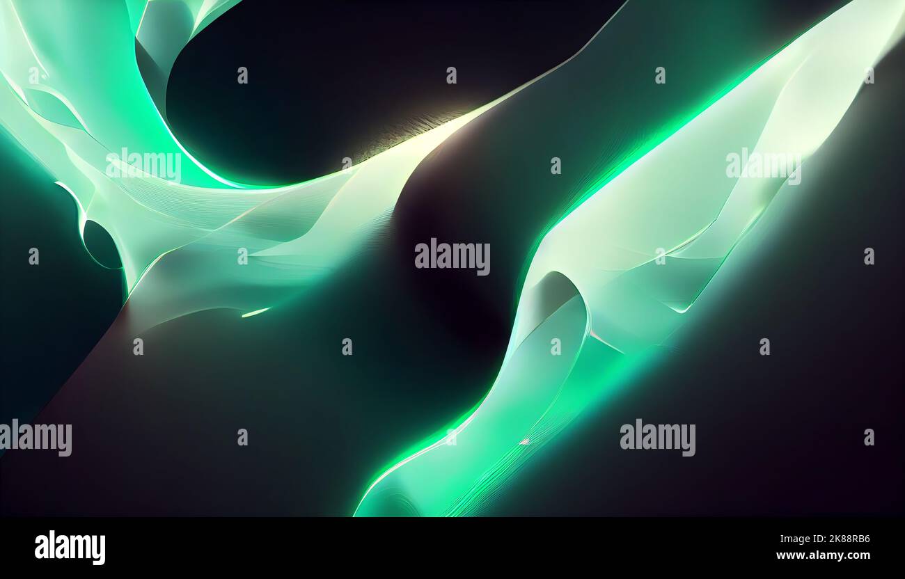 Abstract emerald and white waves background. Subtle gradients, flow ...