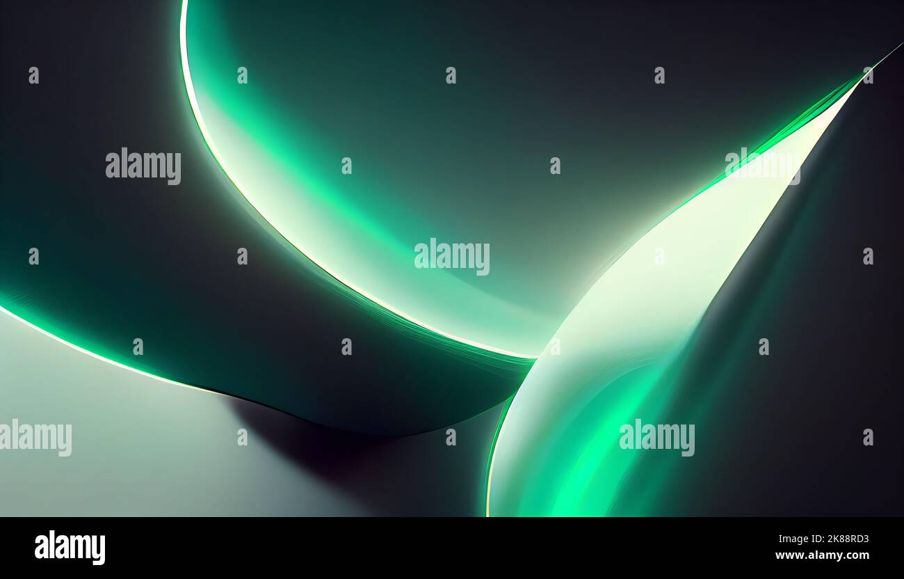 Abstract emerald and white waves background. Subtle gradients, flow liquid lines. Design element ...