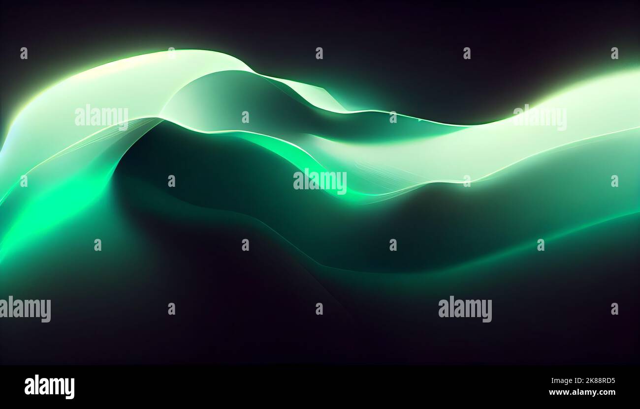 Abstract emerald and white waves background. Subtle gradients, flow ...