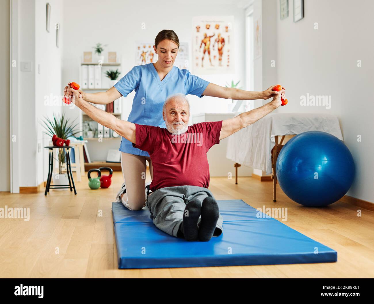 nurse doctor senior care exercise physical therapy exercising help ...