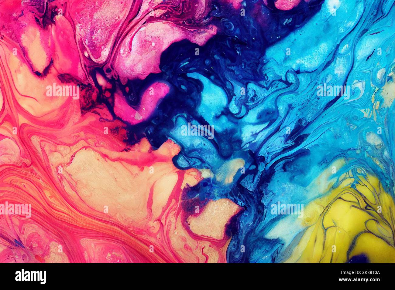 Abstract fluid art painting background in alcohol ink technique ...