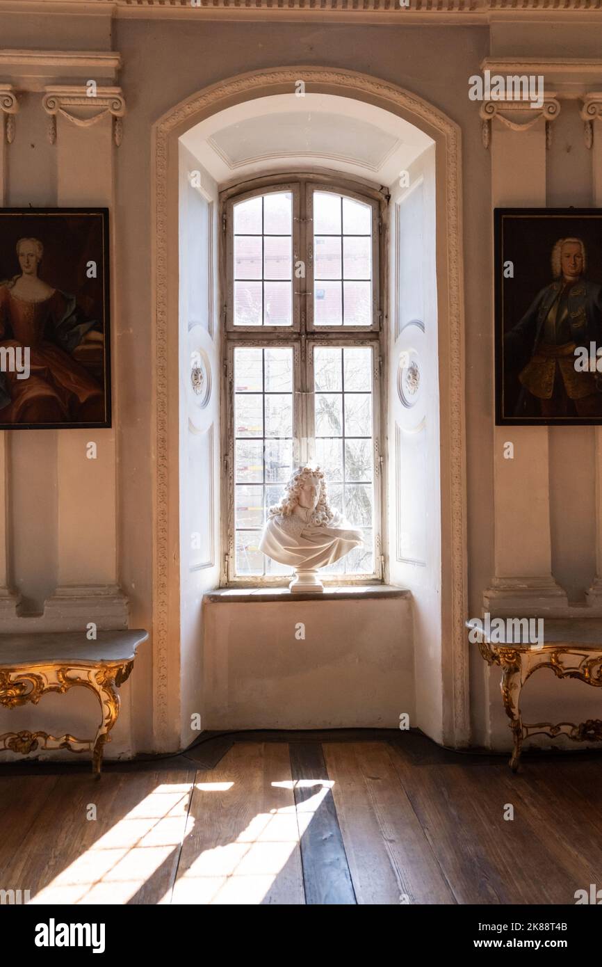 A vertical shot of the Knights' Hall in Hohenstadt Castle, Abtsgmuend ...