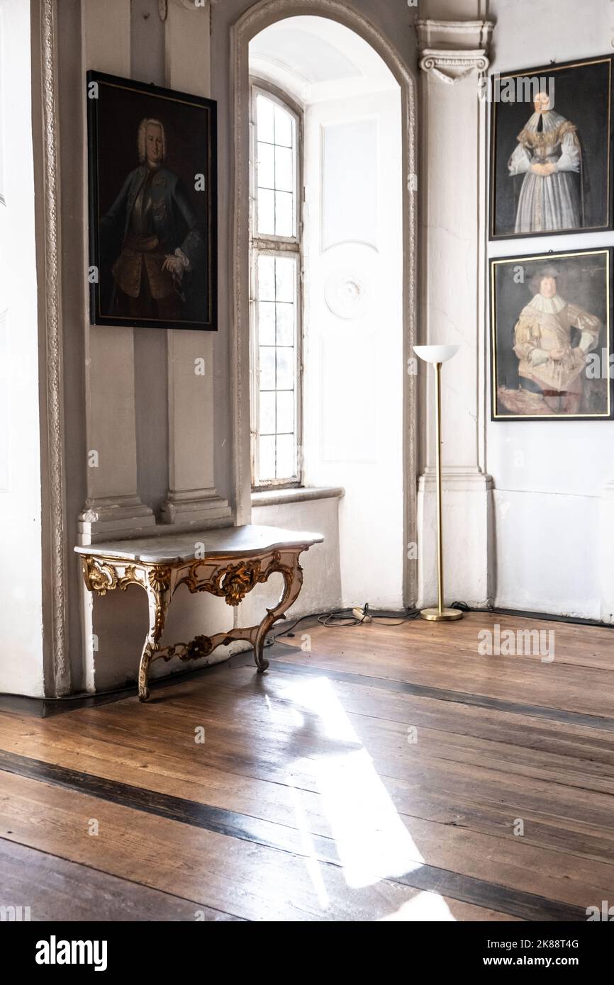 A vertical shot of the Knights' Hall in Hohenstadt Castle, Abtsgmuend ...