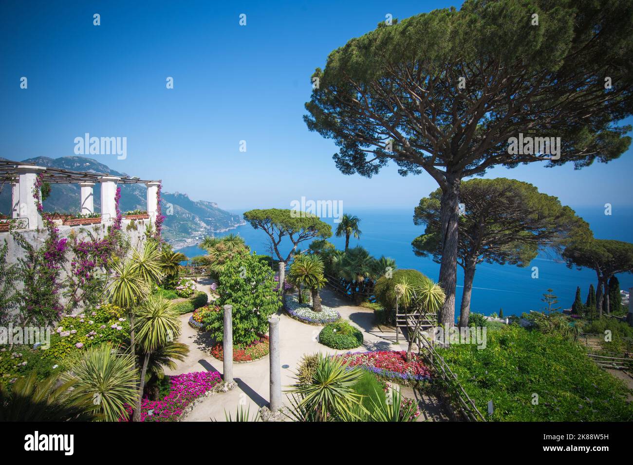 A beautiful landscape of the Revello Italy Amalfi Coast on a sunny day ...
