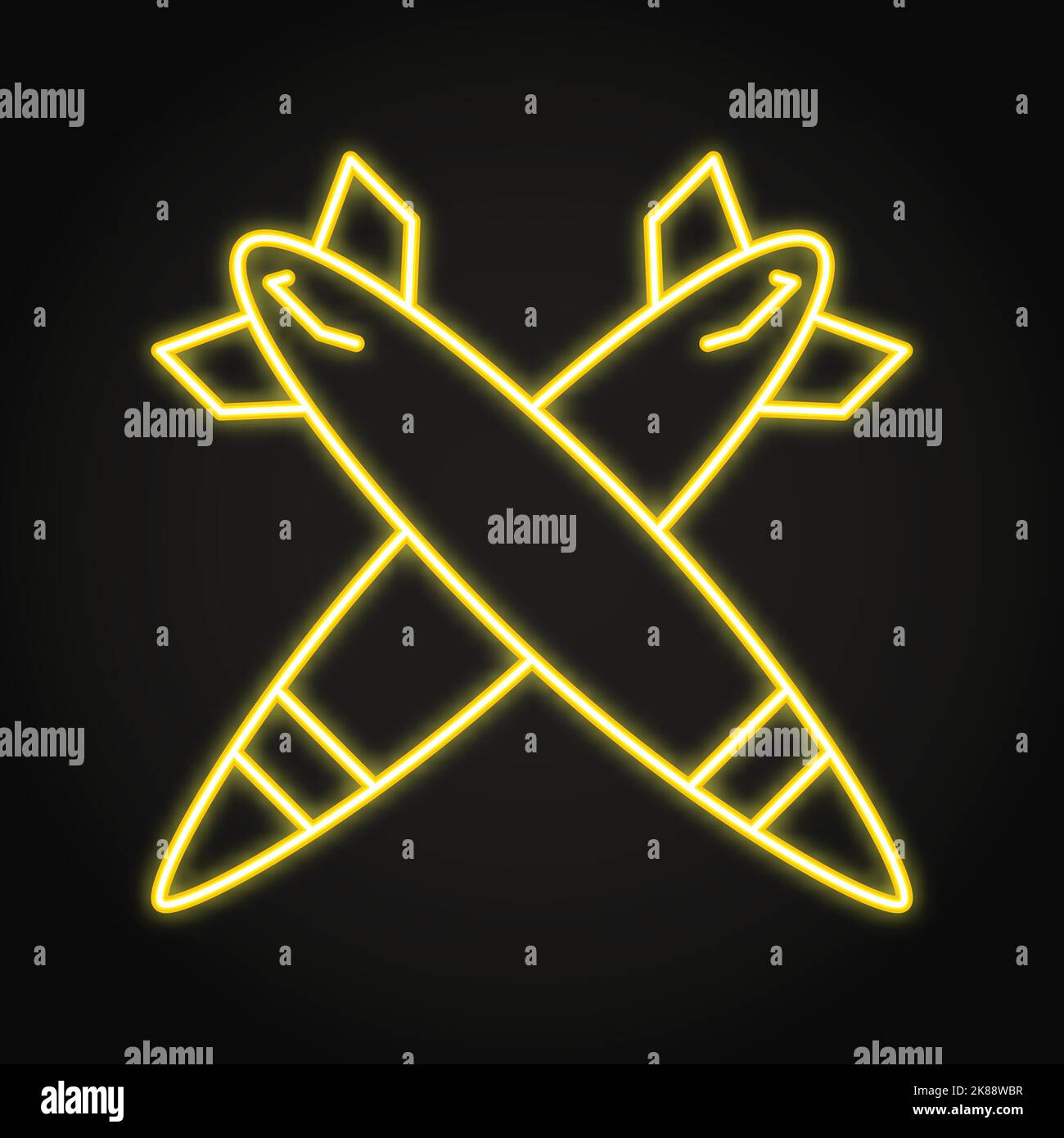 War neon icon in line style. Military rocket missiles symbol. Vector ...