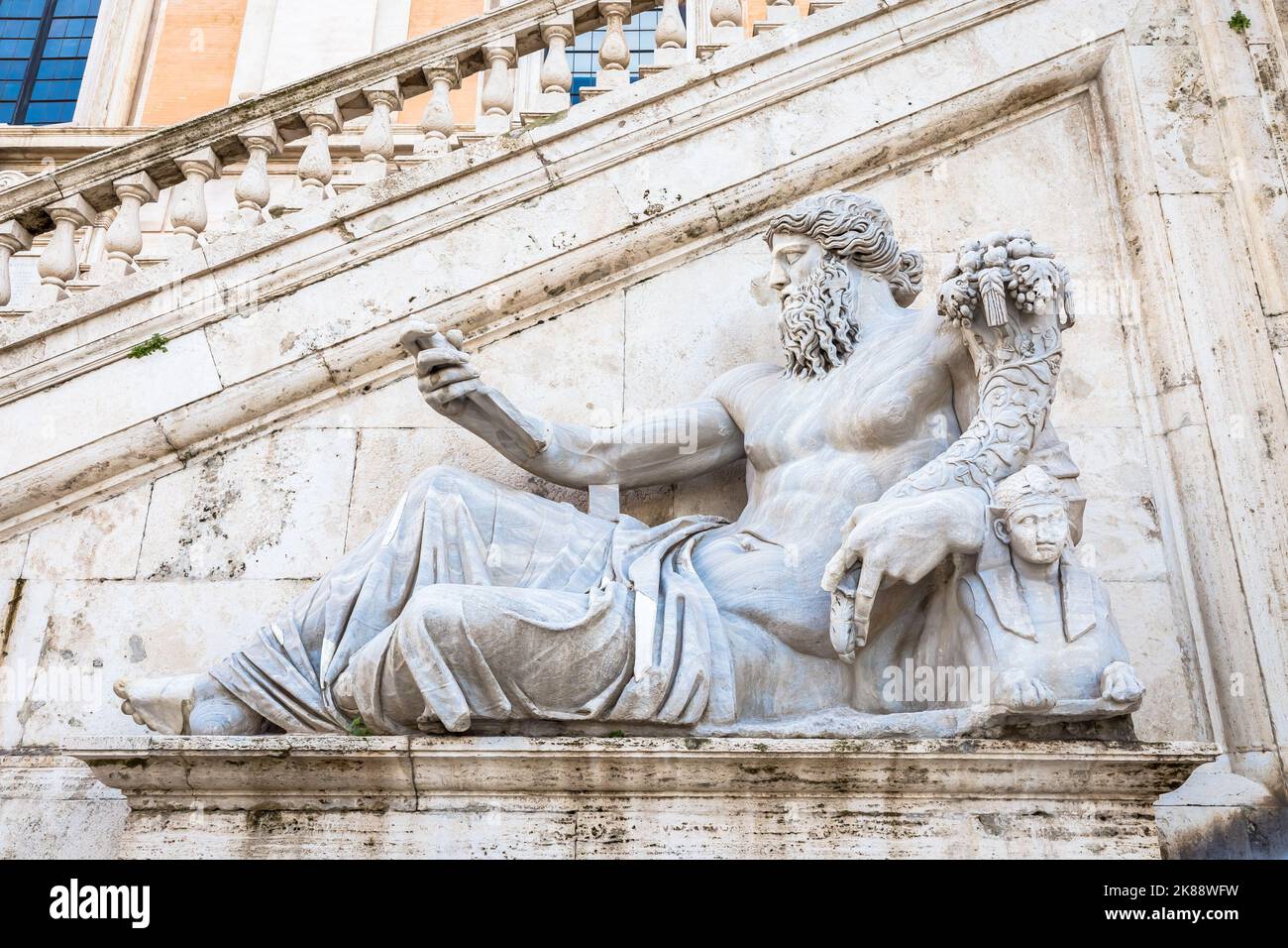 Rome, Italy. View of the staircase of the Palazzo Senatorio, a ...