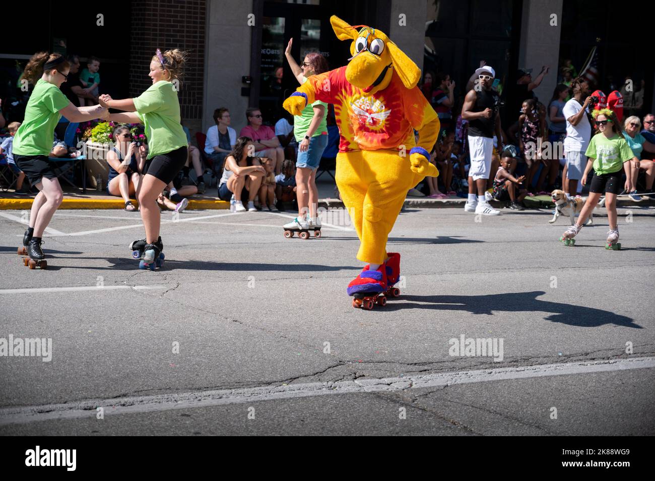 The color guard performers wearing roller shoes captured at the Three ...