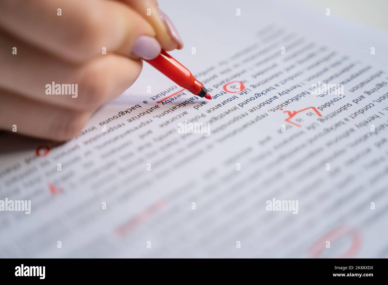 Script Grammar And Spelling Edit. Book Text Proofreading Stock Photo - Alamy