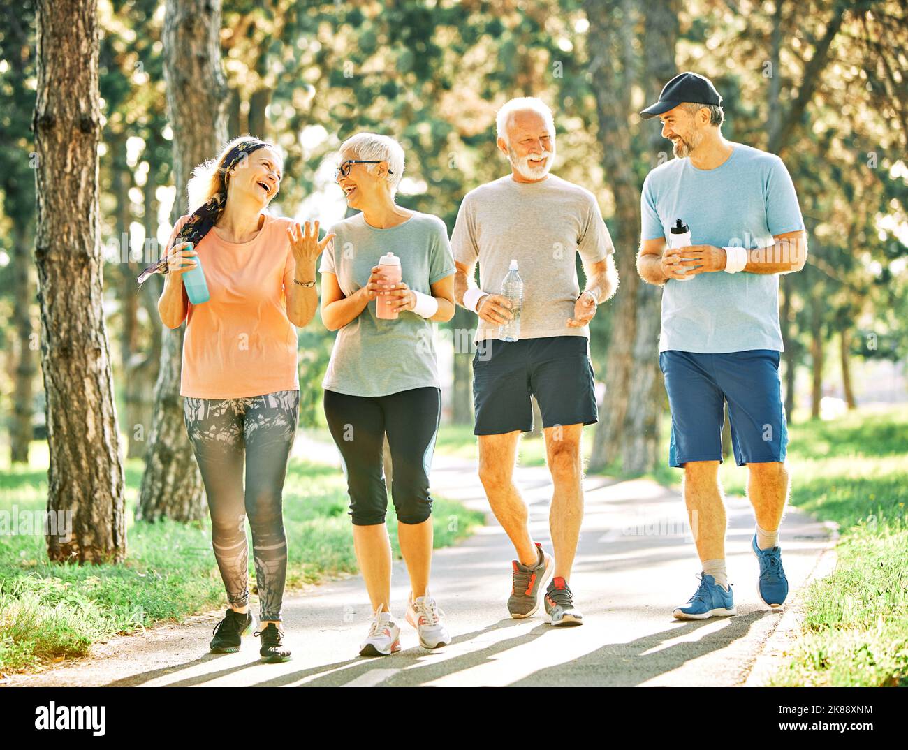 outdoor senior fitness woman man lifestyle active sport exercise ...