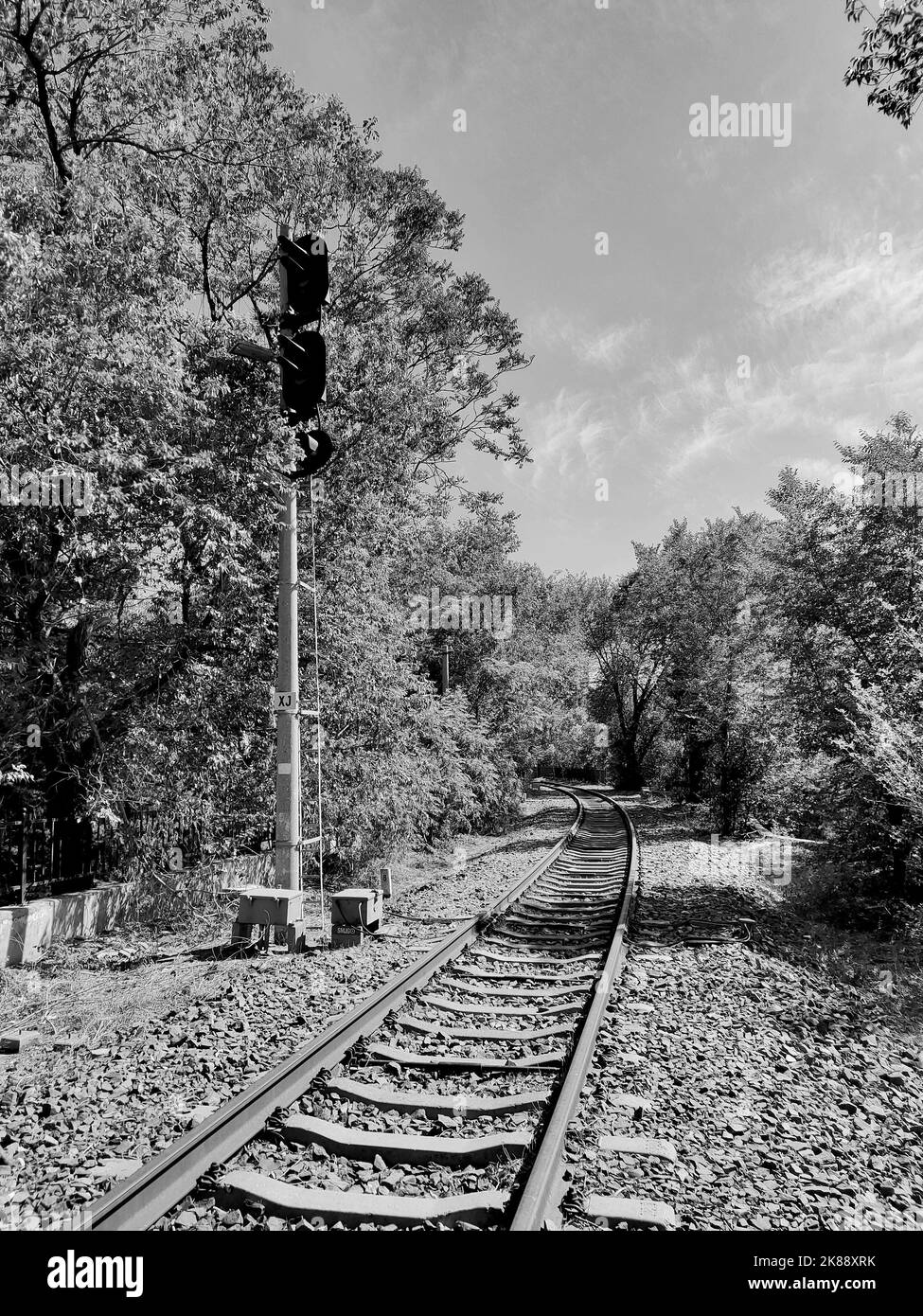 A vertical shot of the Jingmen railway from Beijing to Mentougou in a ...