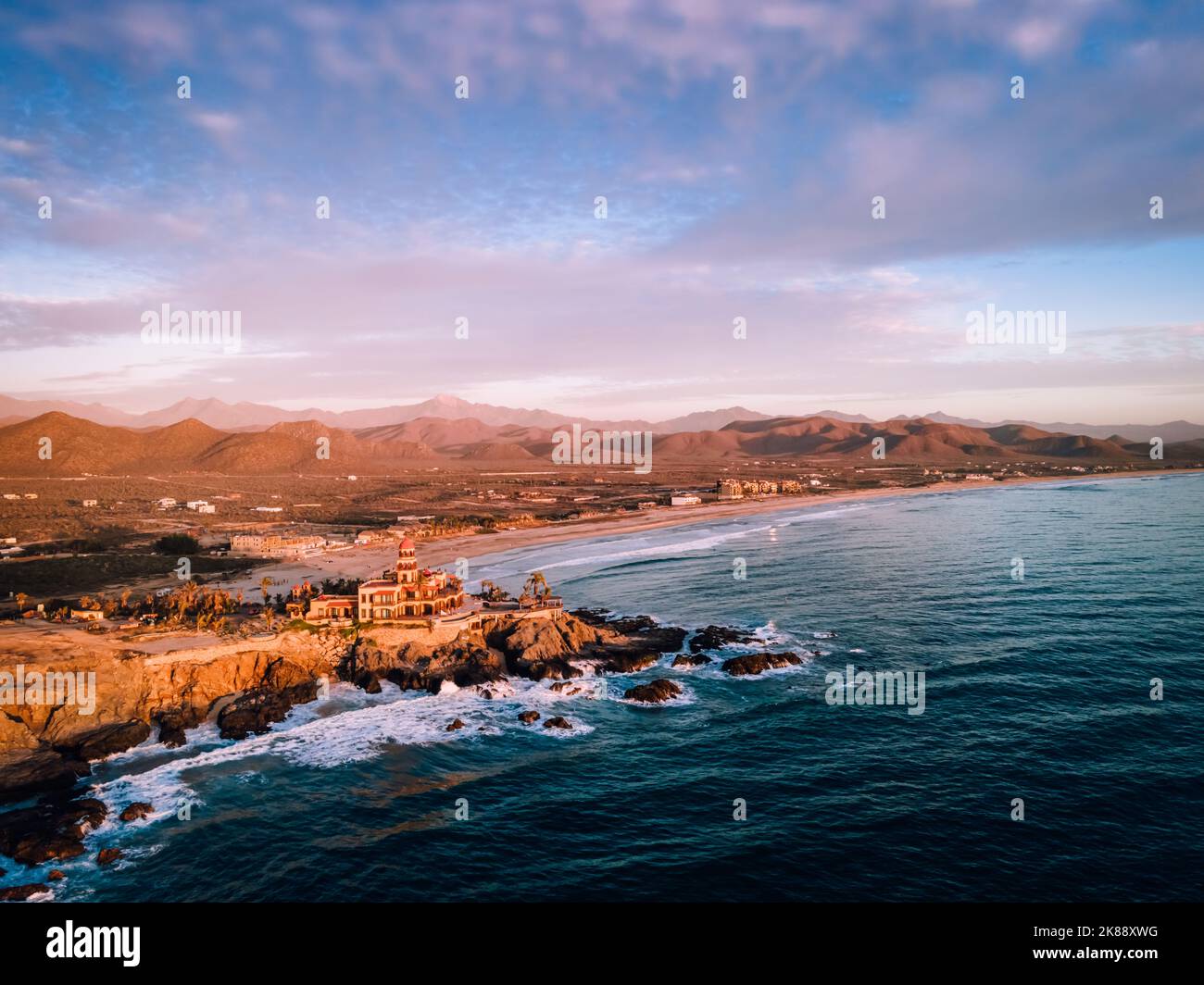 An aerial of Cerritos beach with a beautiful seascape captured at ...