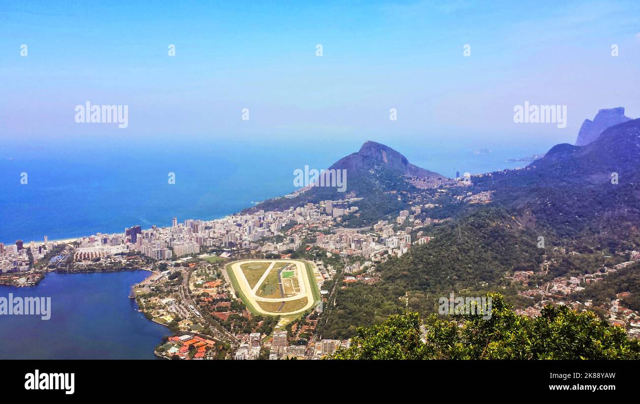 Areal view of a famous Copa Cabana beach in Brazil, Rio de Janeiro ...
