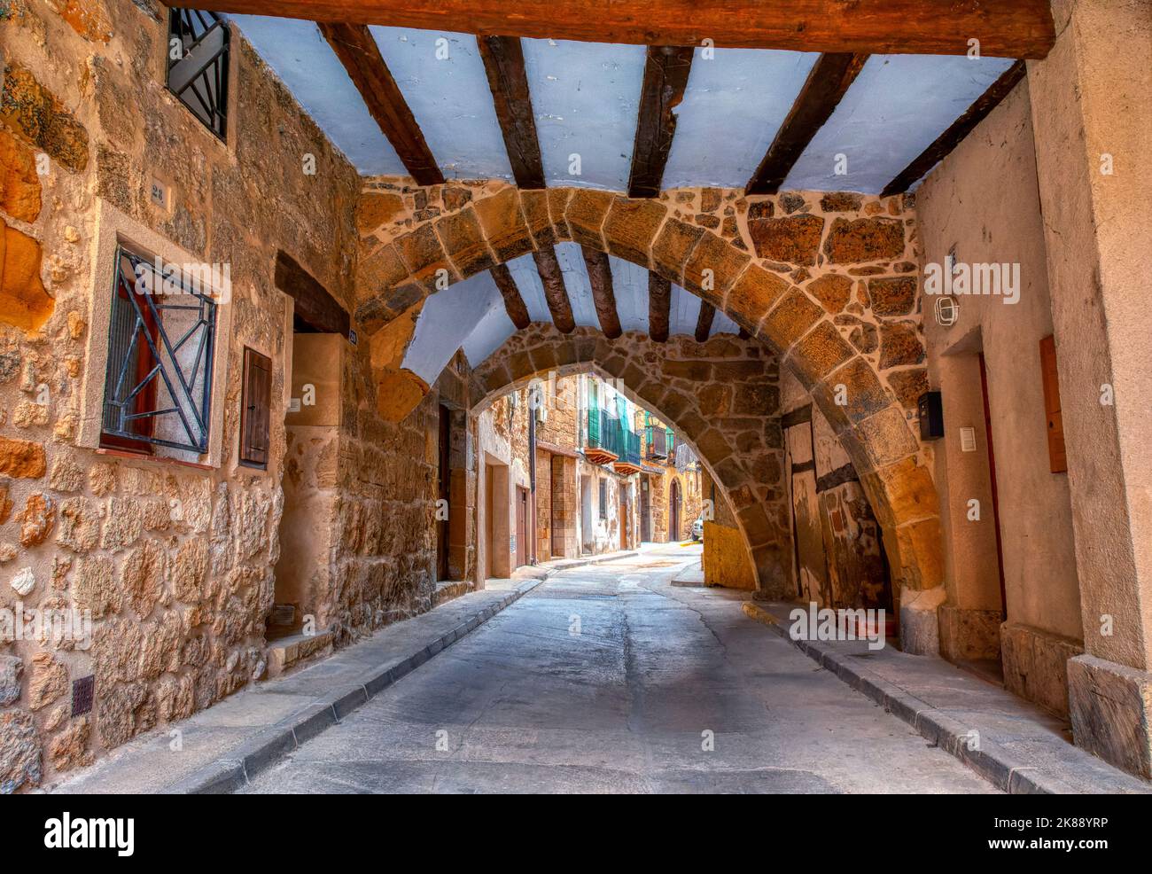 Beceite village in the Matarraña region, Teruel, Spain. Typical street ...