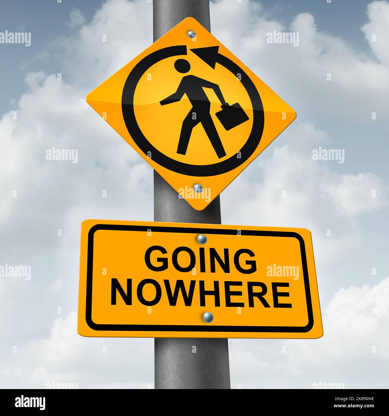 Going nowhere business concept and wasting time as a sign with a ...