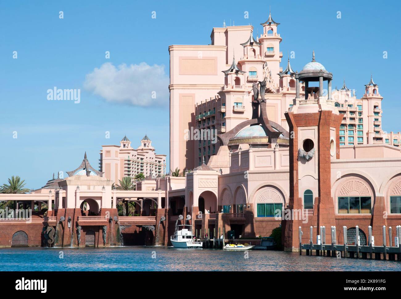 The marina and a tallest building on Paradise Island (Bahamas Stock ...