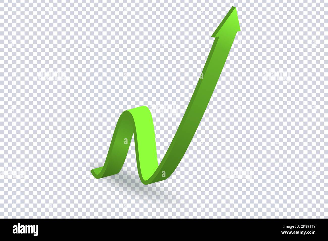 Growing Green Arrow up. Growth chart sign. Flexible arrow indication ...