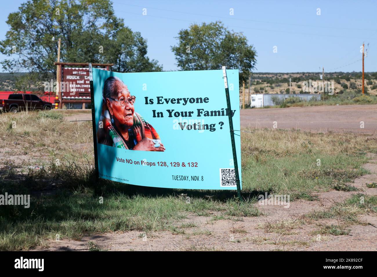 A political lawn sign encouraging people to vote in the upcoming ...