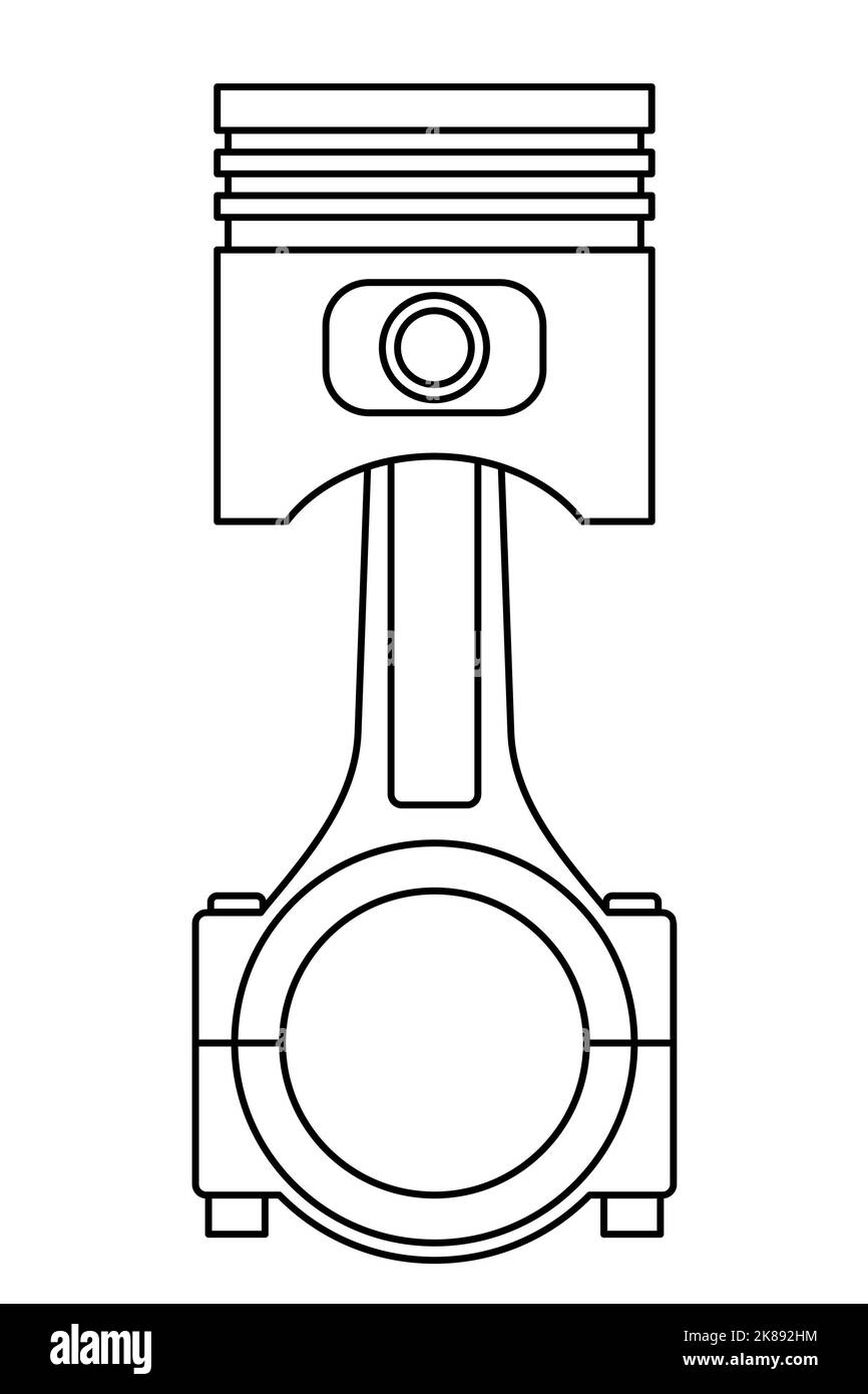 Contour illustration of an engine piston with connecting rod Stock ...
