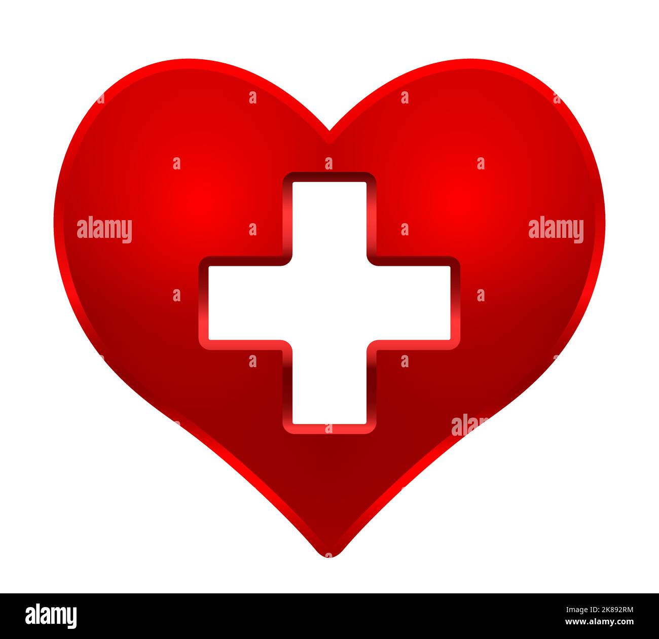 Illustration of the abstract heart with subtracted cross Stock Vector ...