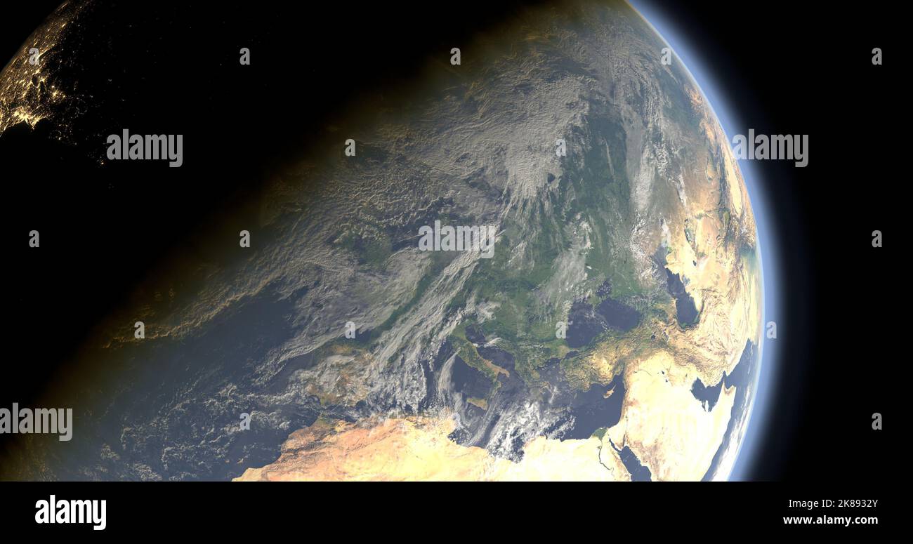 Planet Earth view from space of Europe, Ukraine and Russia with clouds ...