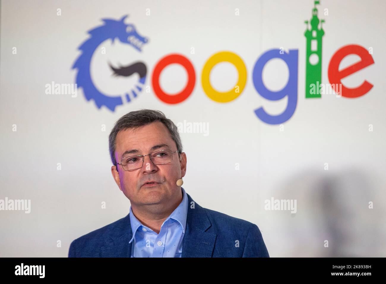 Google data center lead Frederic Descamps pictured during a visit to ...