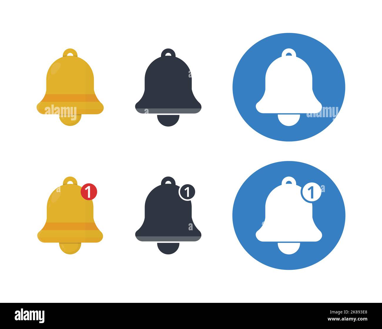 Set of bell icons. Concept of alert ringing, reminders and ...