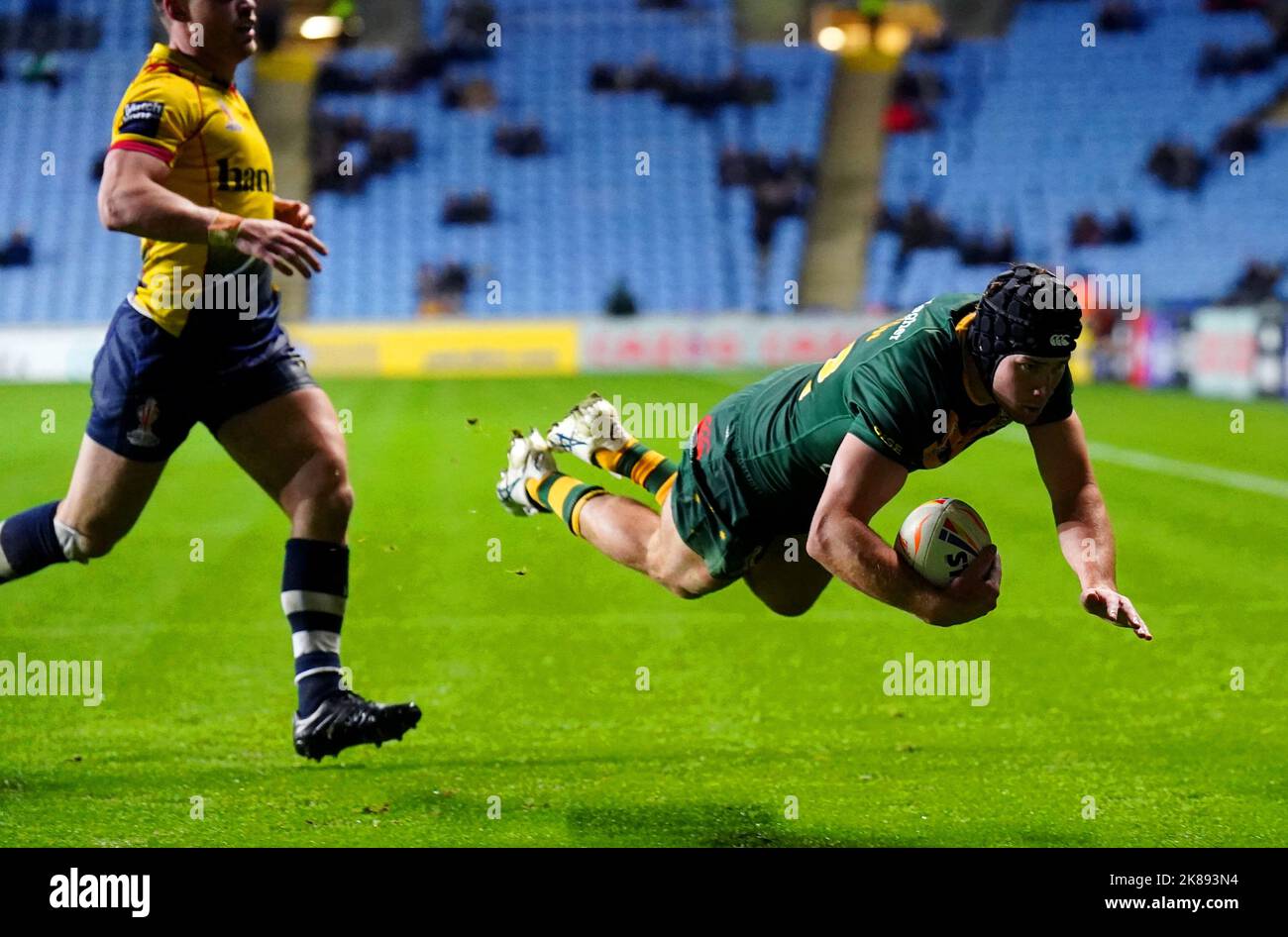 Australia's Matt Burton scores his side's twelfth try of the game ...