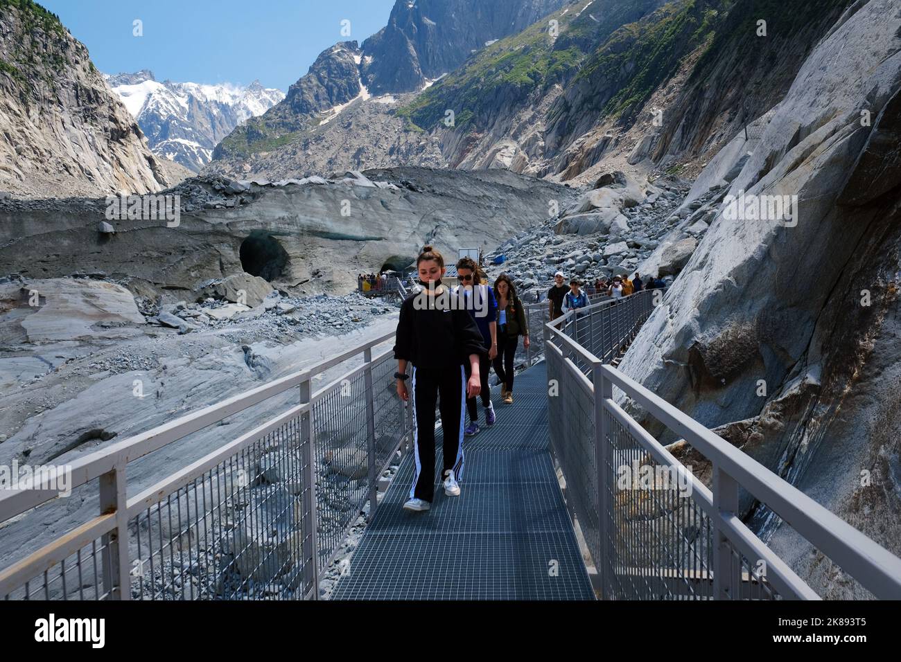 Montevers, Chamonix, France - July 11, 2021. Stairs in Montenvers to ...