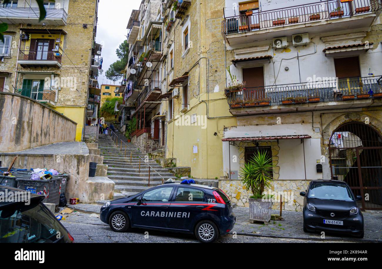 April-15-2022- Naples Italy heavy traffic on city streets with scooters ...
