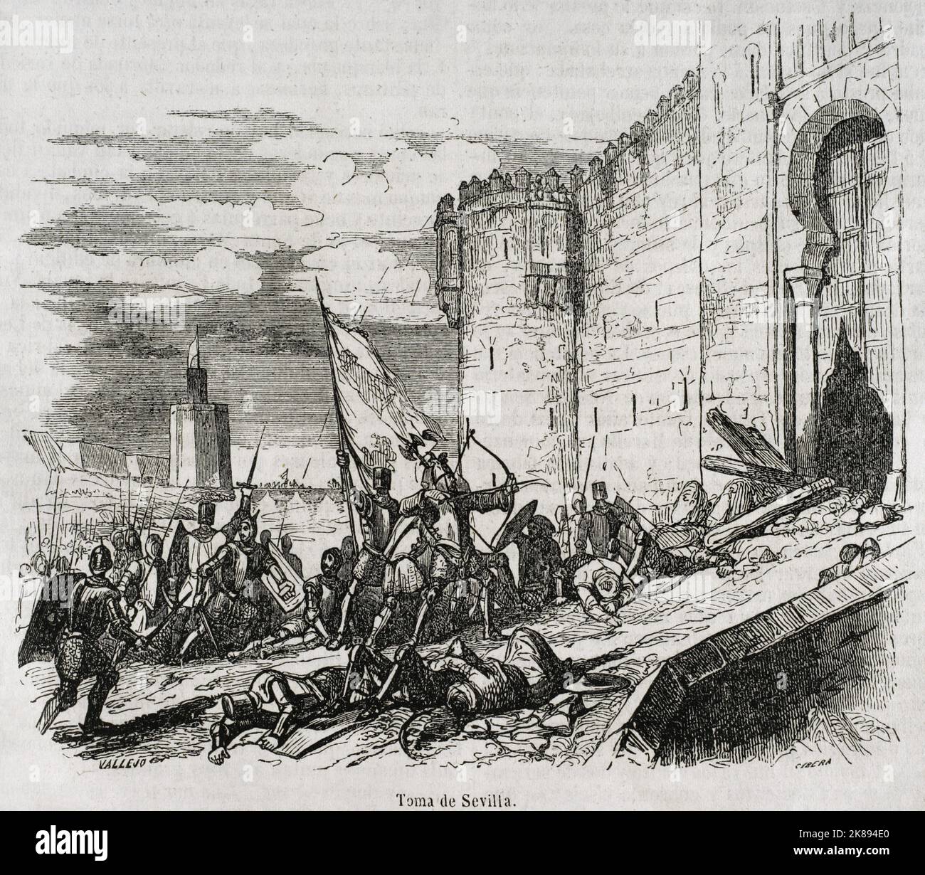 Conquest of Seville, by the Christian troops of Fernando III of Castile ...